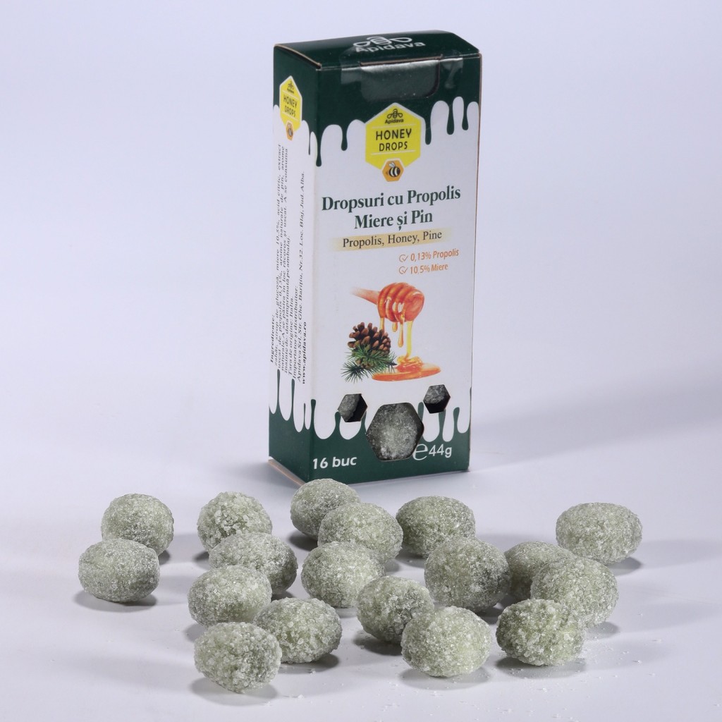 Dropsuri cu Propolis, Miere și Pin 44g | Apidava