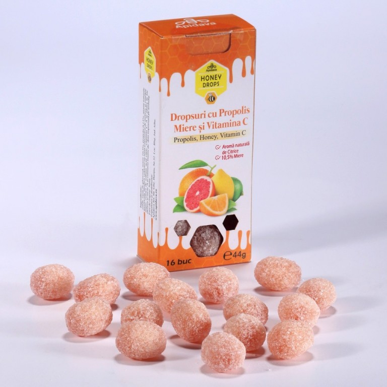Dropsuri cu Propolis, Miere și Vitamina C 44g | Apidava