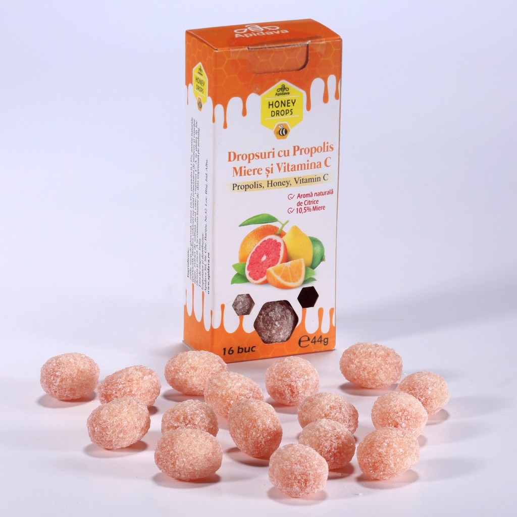 Dropsuri cu Propolis, Miere și Vitamina C 44g | Apidava